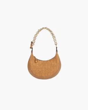 Eric Javits Woven Raffia Hobo Bag With Chain Strap - Butterscotch
