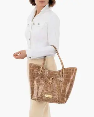 Eric Javits Embossed Calf Leather Tote With Pouch