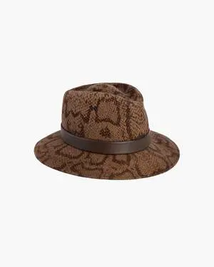 Eric Javits Ms Cool Wool Felt Fedora Hat Brown Python