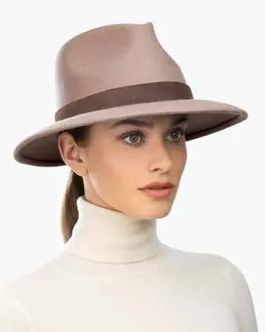 Eric Javits Wool Felt Fedora Hat - Brown Python