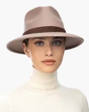 Eric Javits Wool Felt Fedora Hat - Brown Python