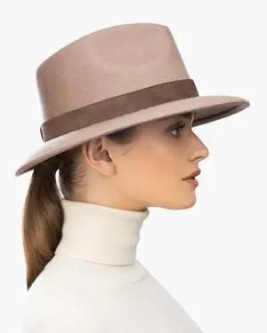 Eric Javits Wool Felt Fedora Hat - Brown Python