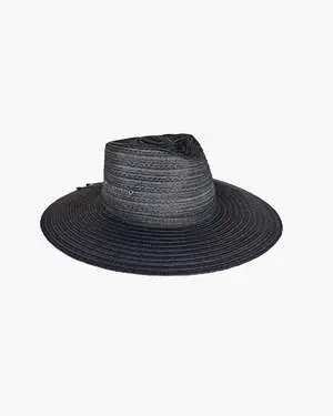 Eric Javits Packable Squishee Raffia Fedora Hat - Black