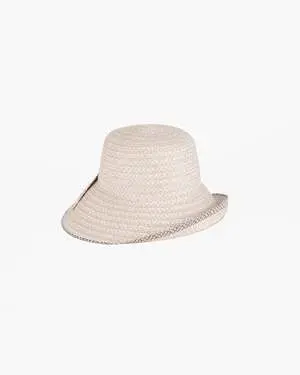 Eric Javits Raffia Cloche Hat With Bow Detail - Cream Mix