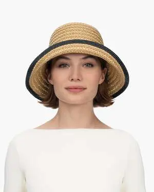 Eric Javits Raffia Cloche Hat With Bow Detail - Cream Mix