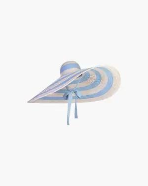 Eric Javits Gigantic Striped Sun Hat - White Mix/sky