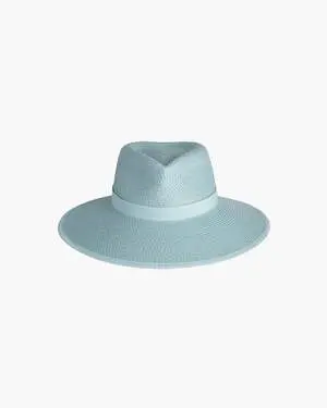 Eric Javits Suncrest Straw Visor Fedora - Aqua