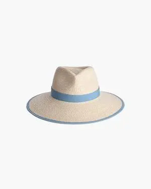 Eric Javits Suncrest Straw Visor Fedora - Blue Mix