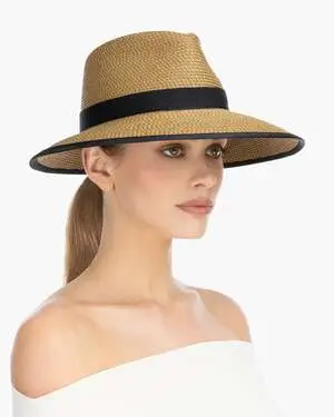 Eric Javits Squishee Straw Fedora Visor Hat - Bone