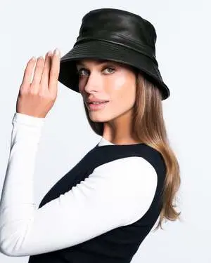 Eric Javits Leather Bucket Hat