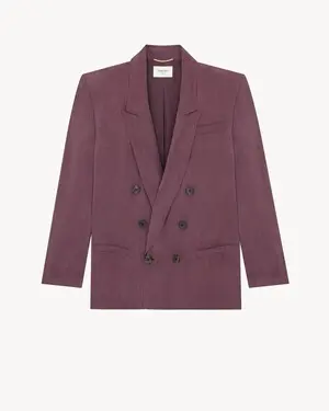 Saint Laurent Double-breasted Jacket In Silk Habotai
