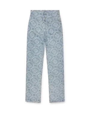Casablanca Classic Monogram Bleached Denim Pant