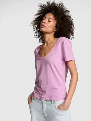 Pink Scoop Neck T-shirts For Women