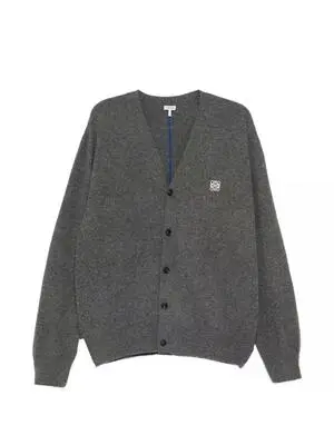 Loewe Logo-embroidered Cardigan - Grey