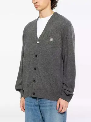 Loewe Logo-embroidered Cardigan - Grey