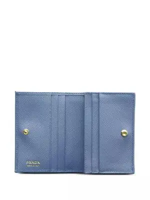Prada Triangle Logo Leather Wallet - Blue