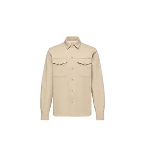 Moncler Cotton Blend Gabardine Long Sleeve Shirt - Beige