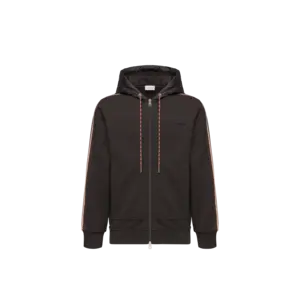Moncler Striped Logo Cotton Hoodie - Black