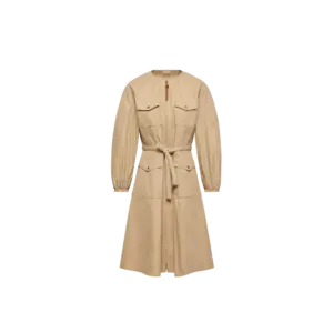 Moncler Pleated Poplin Dress - Beige