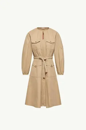 Moncler Pleated Poplin Dress - Beige