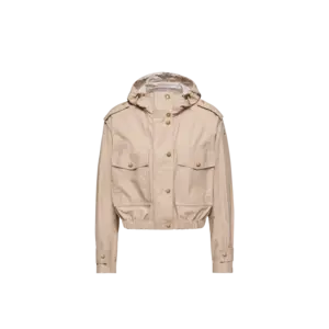 Moncler Carex Hooded Cotton Blend Poplin Jacket - Beige