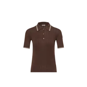 Moncler Rhombus And Logo Cotton Polo Shirt Brown