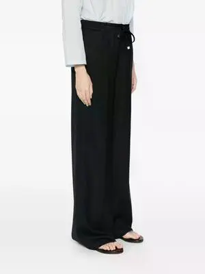 BERWICH Wool Wide Leg Trousers - Black
