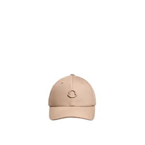 Moncler Logo Cotton Gabardine Baseball Cap - Beige