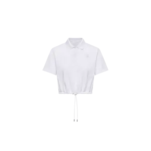 Moncler Cropped Cotton Piquet Polo Shirt - White