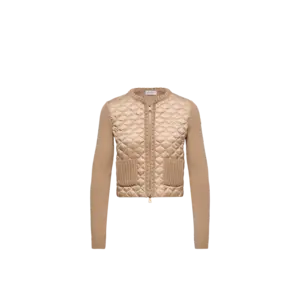 Moncler Geometric Quilted Zip-up Cardigan - Beige
