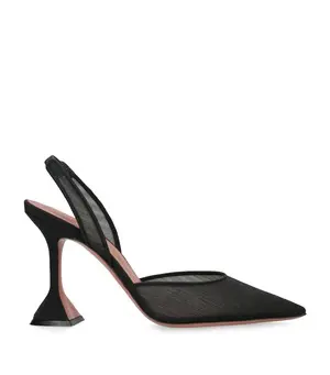 Amina Muaddi Holli 95 Mesh Slingback Pumps