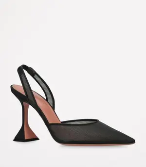 Amina Muaddi Holli 95 Mesh Slingback Pumps
