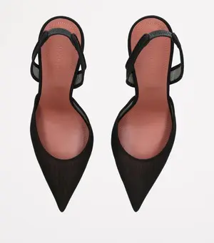 Amina Muaddi Holli 95 Mesh Slingback Pumps