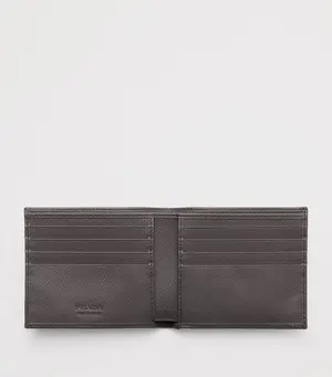 Prada Saffiano Leather Bifold Wallet - Grey
