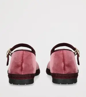FLABELUS Velvet Mary Jane Flats - Pink