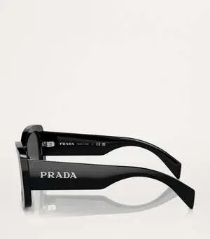 Prada Acetate Geometric Sunglasses - Black