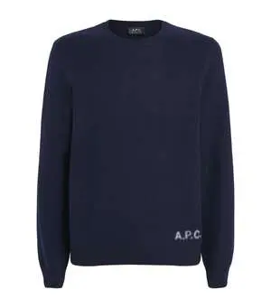 A.p.c. Merino Wool Edward Logo Sweater - Navy