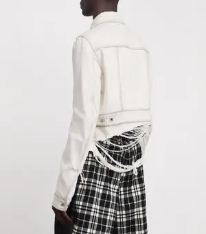 Rick Owens Cropped Distressed Denim Jacket