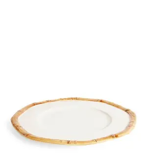 LES-OTTOMANS Ceramic Bamboo Plate - Neutral