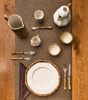 LES-OTTOMANS Ceramic Bamboo Plate