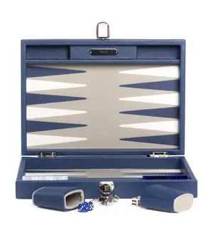 HECTOR SAXE Leather Backgammon Set - Blue