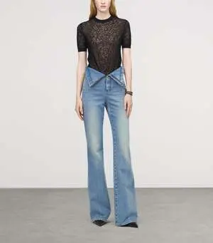 Alexander McQueen Foldover-waist Flared Jeans