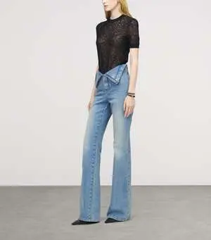 Alexander McQueen Foldover-waist Flared Jeans