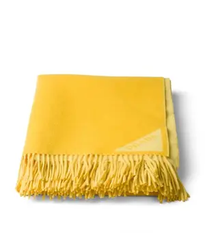 Prada Wool-cashmere Jacquard Logo Throw - Yellow