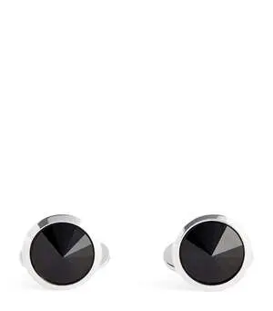 Giorgio Armani Sterling Silver Embellished Cufflinks - Black