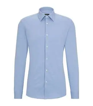 BOSS Stretch-cotton Slim Shirt - Blue
