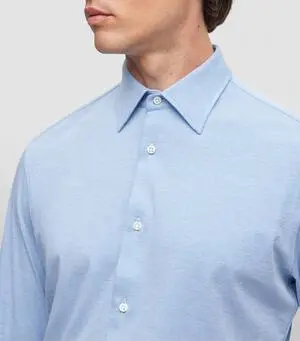 BOSS Stretch-cotton Slim Shirt - Blue
