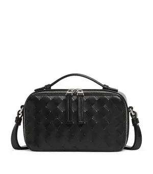 Bottega Veneta Leather Intrecciato Getaway Phone Pouch - Grey