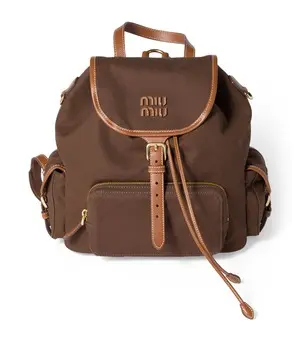 Miu Miu Canvas And Leather Backpack