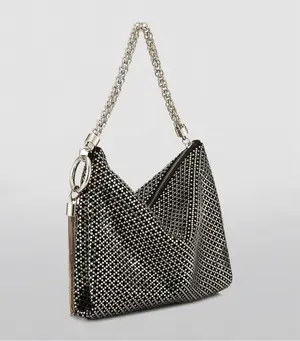 JIMMY CHOO Suede Crystal-embellished Callie Clutch - Black